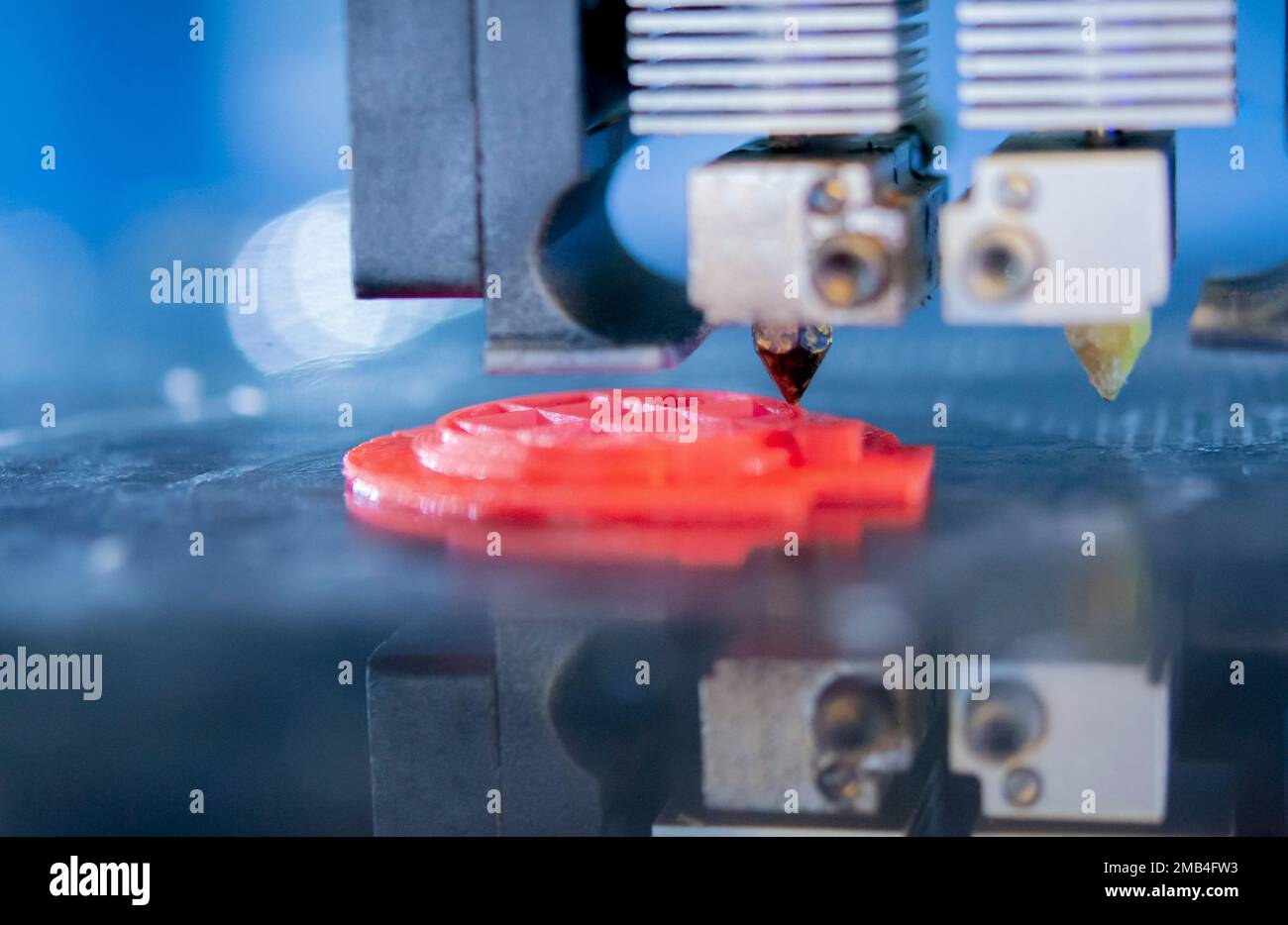 3d printer printing a model close-up. The process of printing a model ...