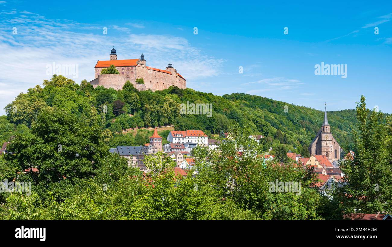 Old town with Plassenburg, Petri Church and Red Tower, Kulmbach, Upper ...