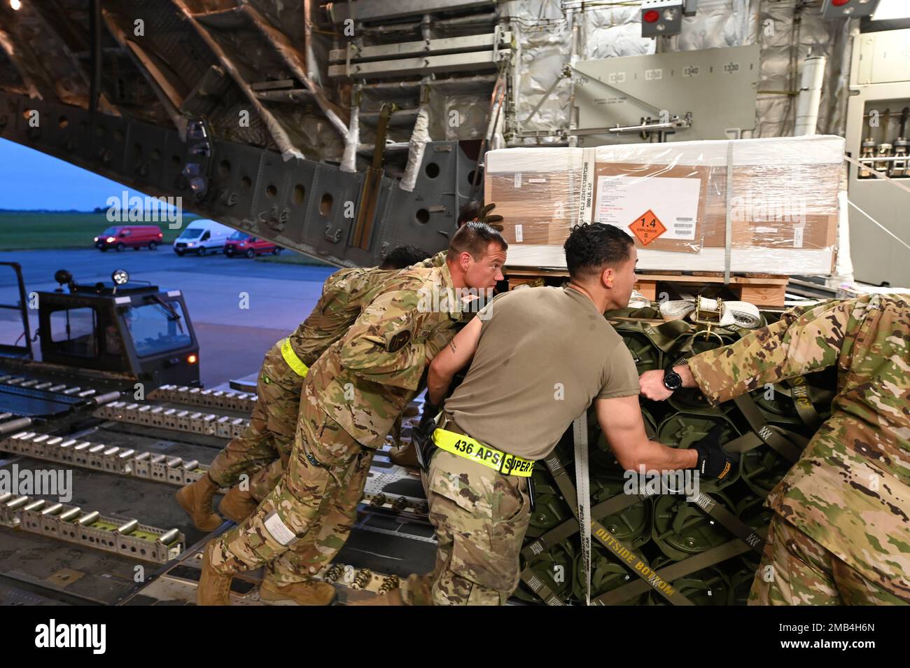 Loadmasters from the 155th Airlift Squadron, load cargo during the ...