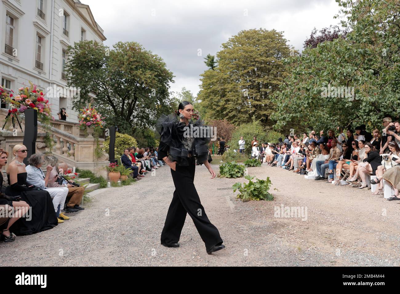 A model wears a creation as part of Juana Martin's Haute Couture Fall ...
