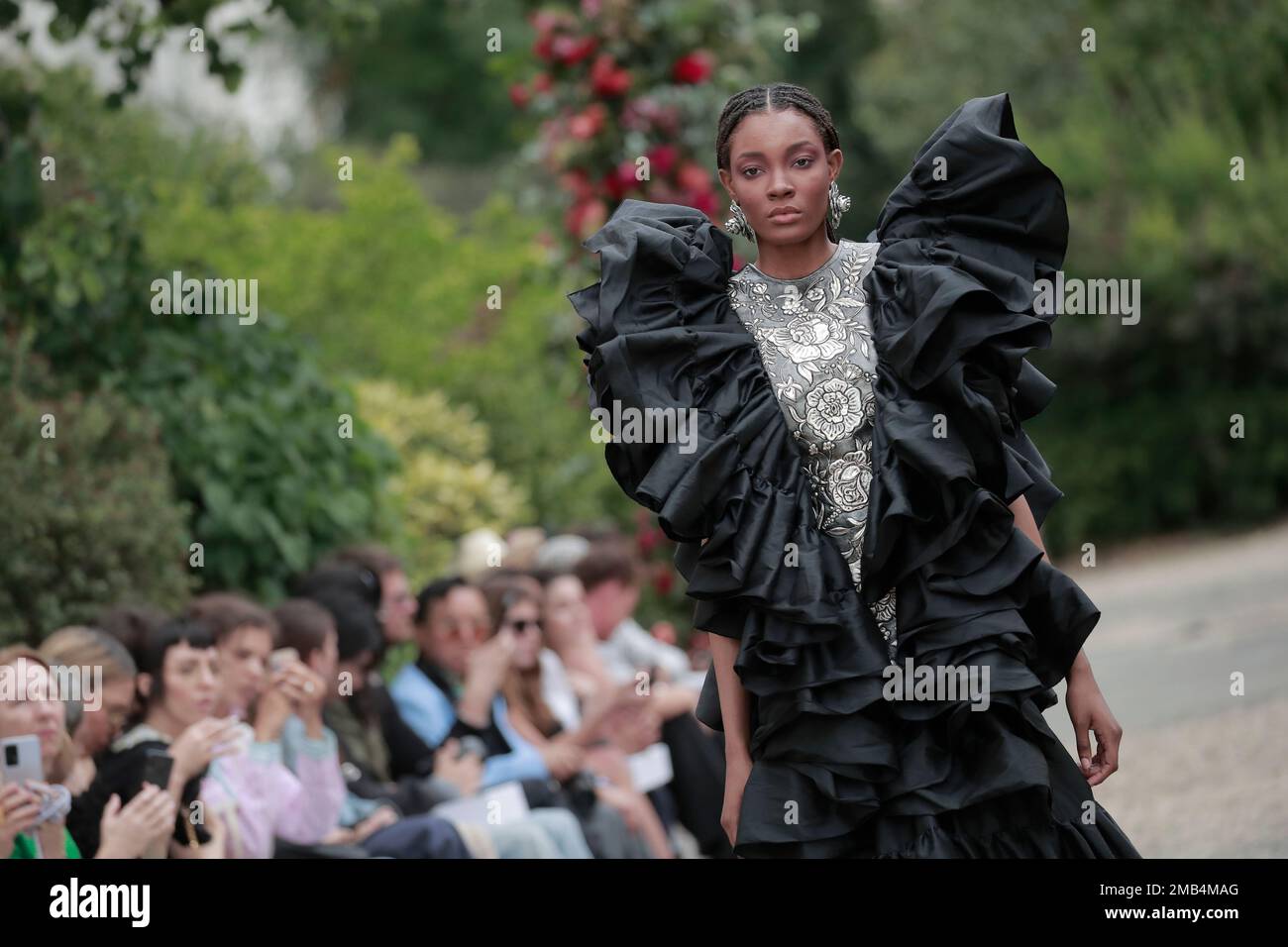 A model wears a creation as part of Juana Martin's Haute Couture Fall ...