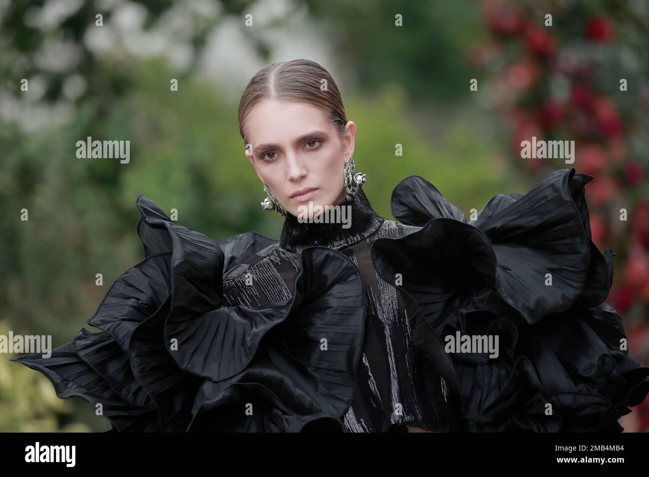 A model wears a creation as part of Juana Martin's Haute Couture Fall ...