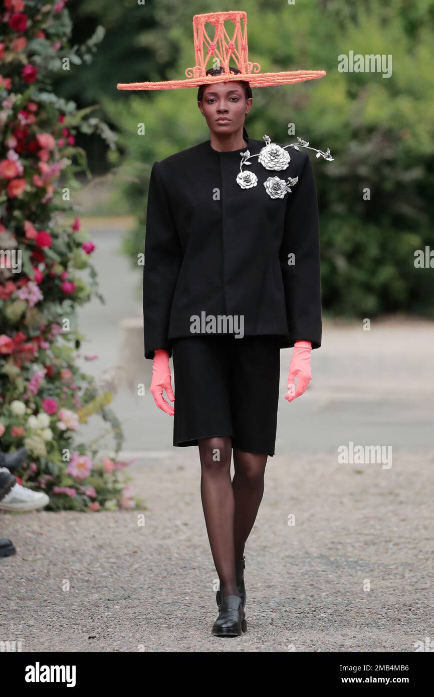 A model wears a creation as part of Juana Martin's Haute Couture Fall ...