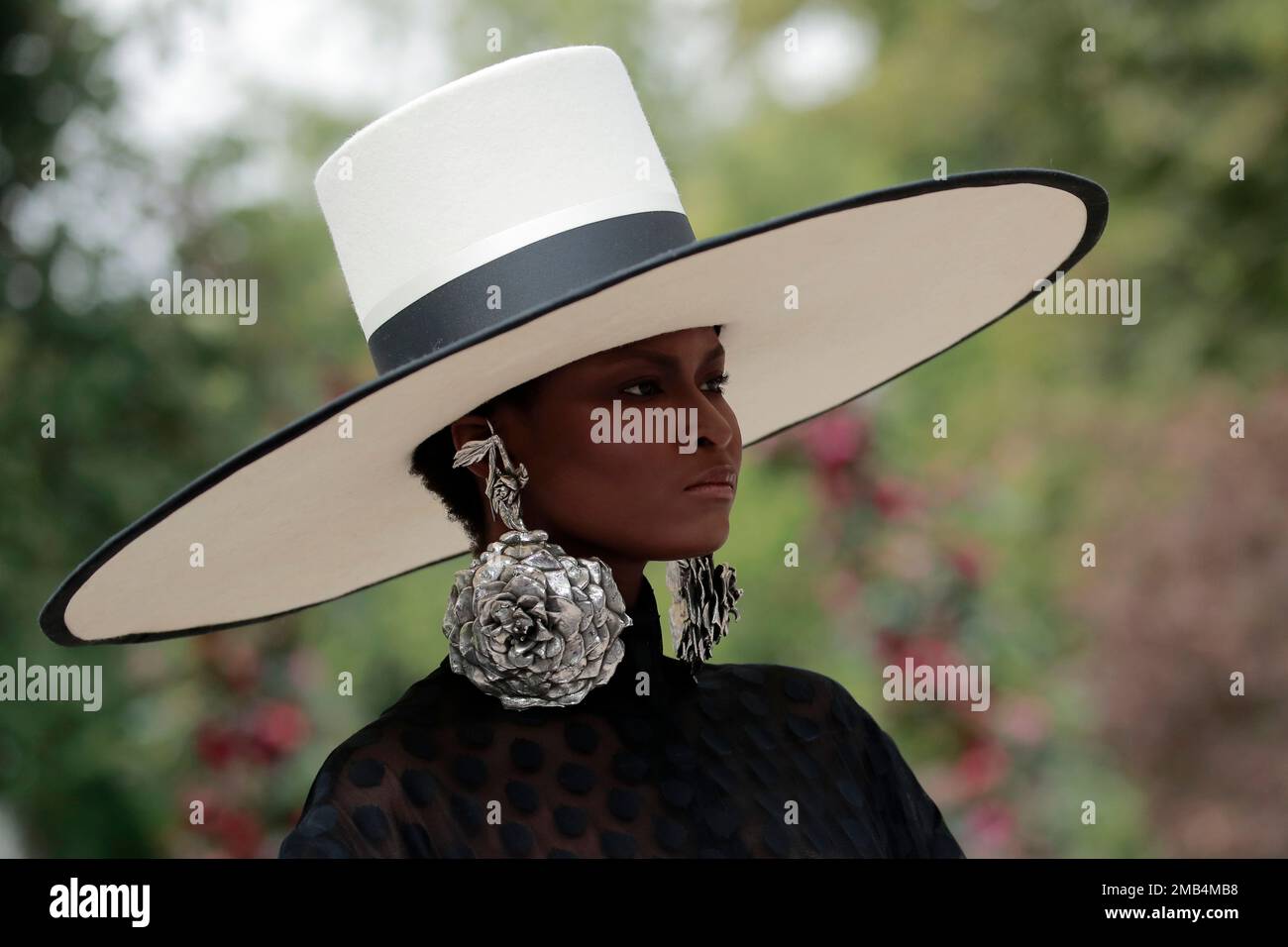 A model wears a creation as part of Juana Martin's Haute Couture Fall ...
