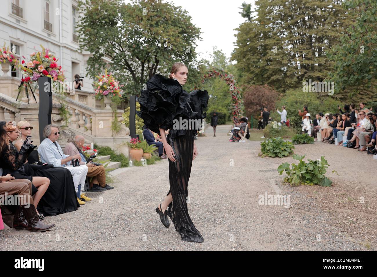 A model wears a creation as part of Juana Martin's Haute Couture Fall ...