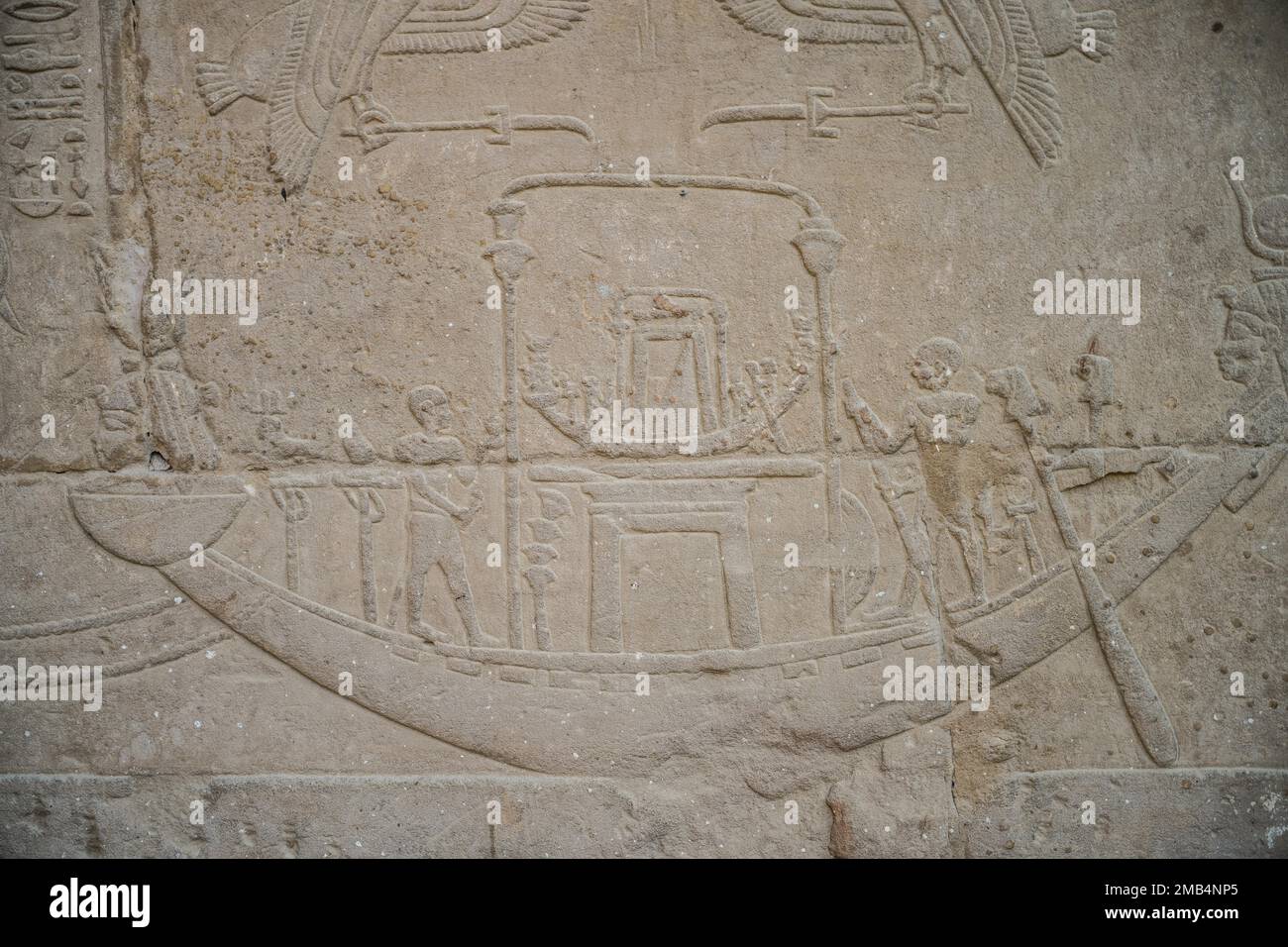 Relief, Sacred Nile Barque, Temple of Horus, Edfu, Egypt Stock Photo ...
