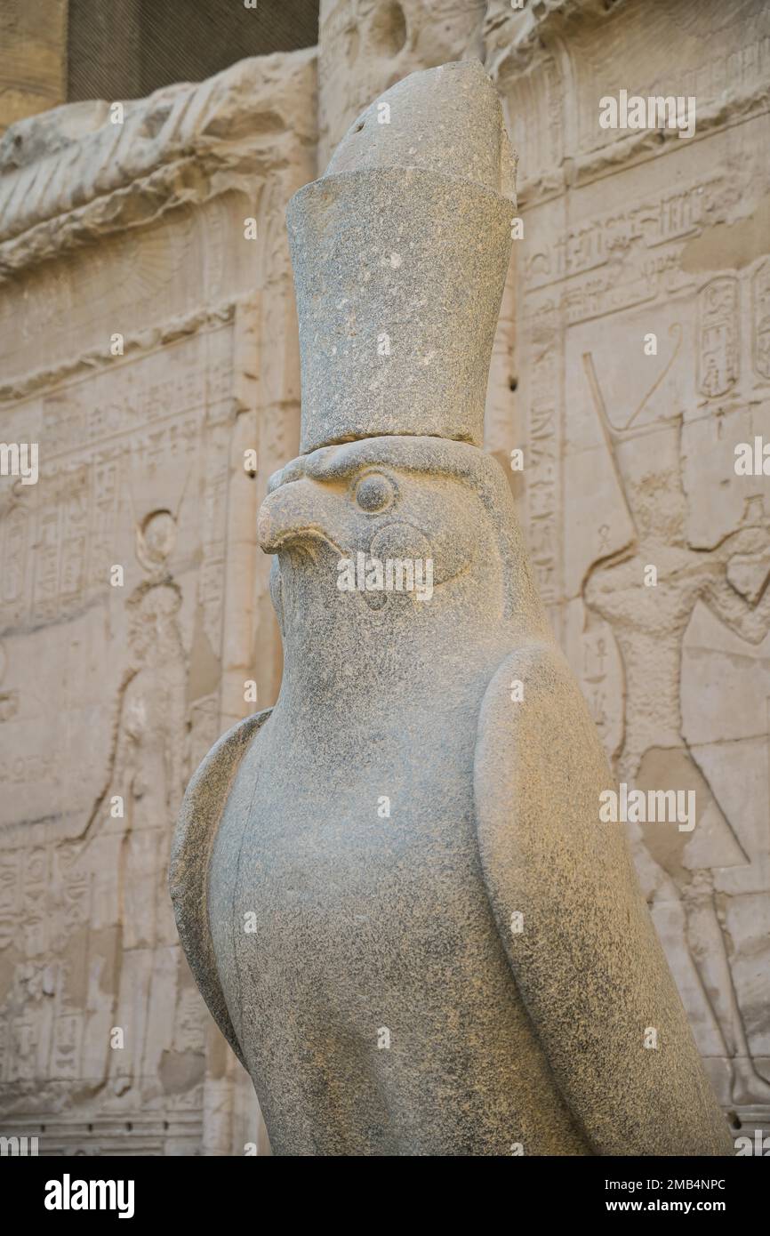 Statue of the god Horus in the form of a falcon, statue of Hor-Behdeti ...