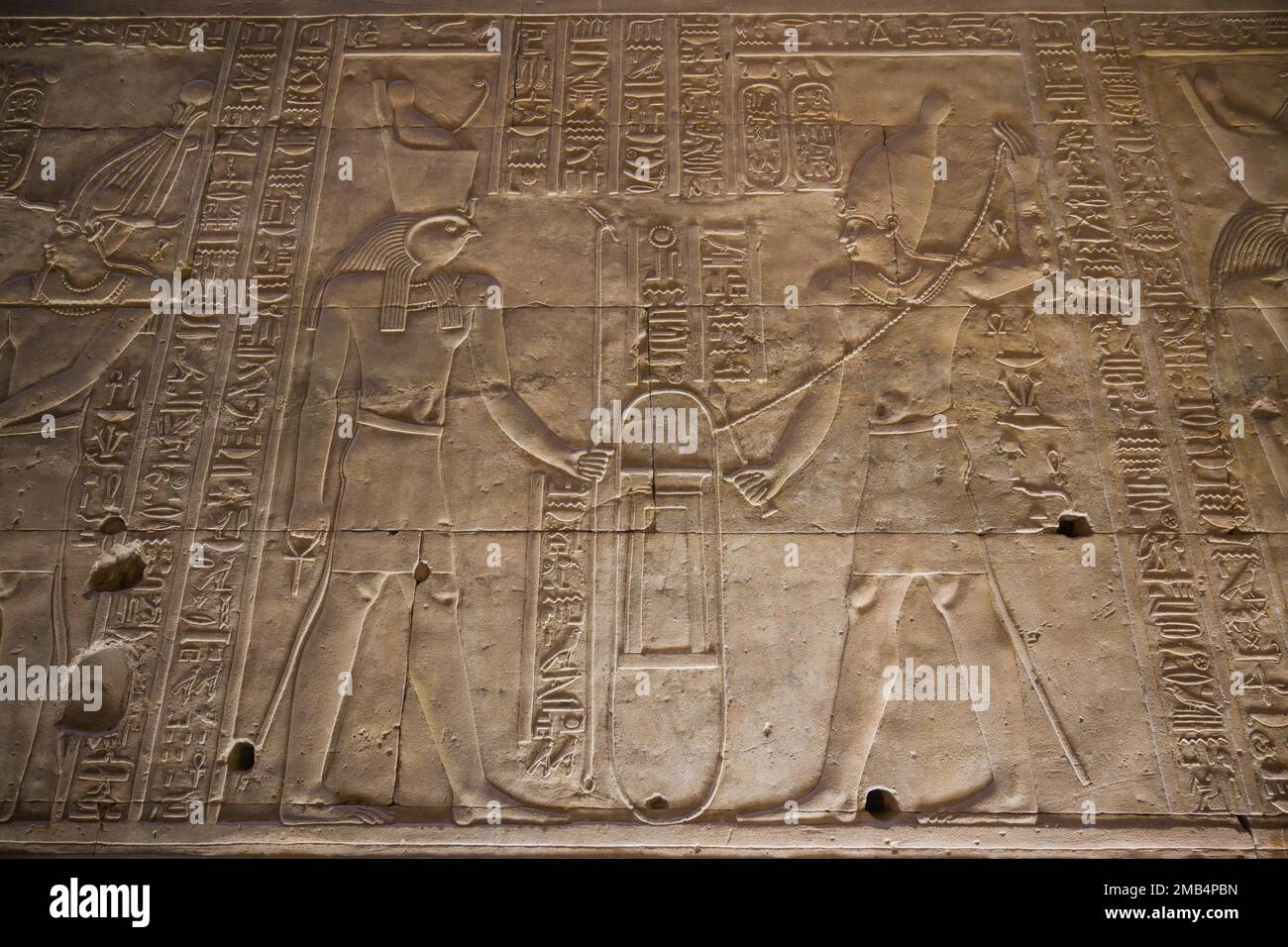 Relief God Horus and the Pharaoh, Temple of Horus, Edfu, Egypt Stock ...