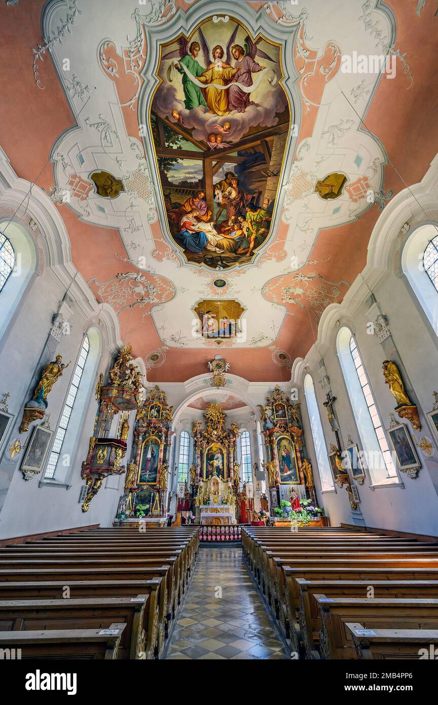 Church of St. Stephen, Rettenberg, Allgaeu, Bavaria, Germany Stock ...