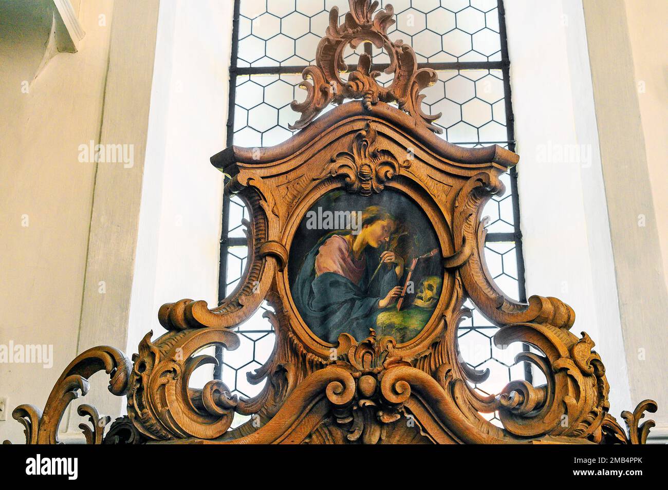 Carving on the confessional, St. Stephan's Church, Rettenberg, Allgaeu ...
