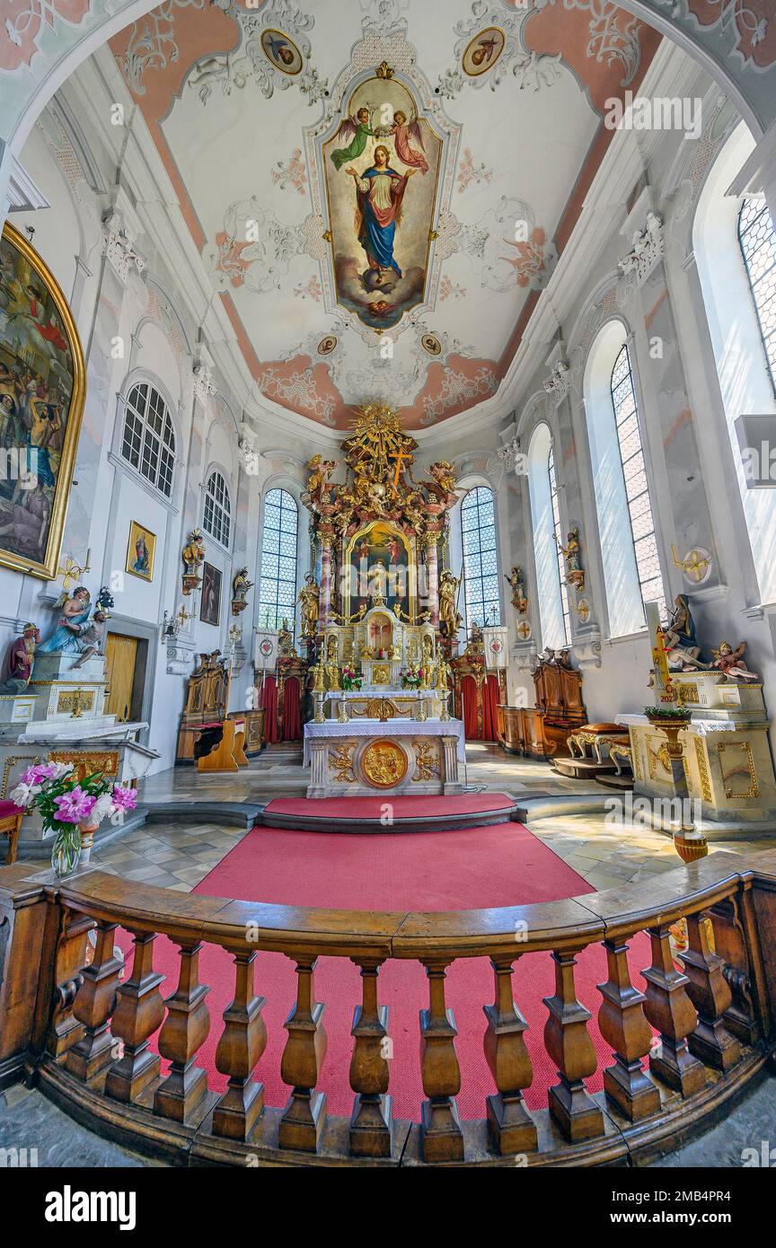Main altar, St. Stephan's Church, Rettenberg, Allgaeu, Bavaria, Germany ...