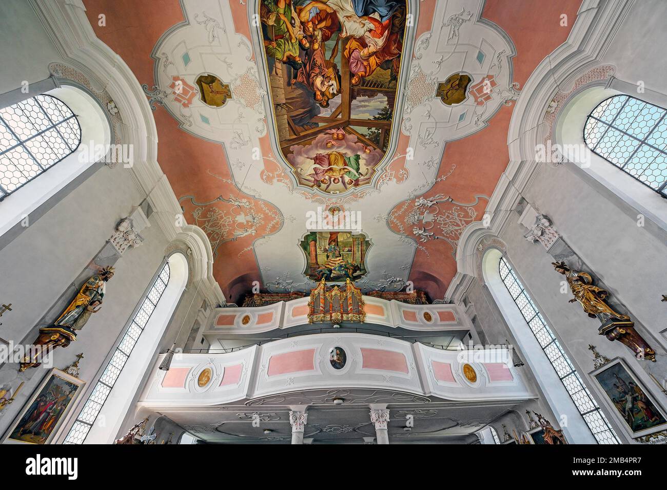Organ loft, St. Stephan's Church, Rettenberg, Allgaeu, Bavaria, Germany ...