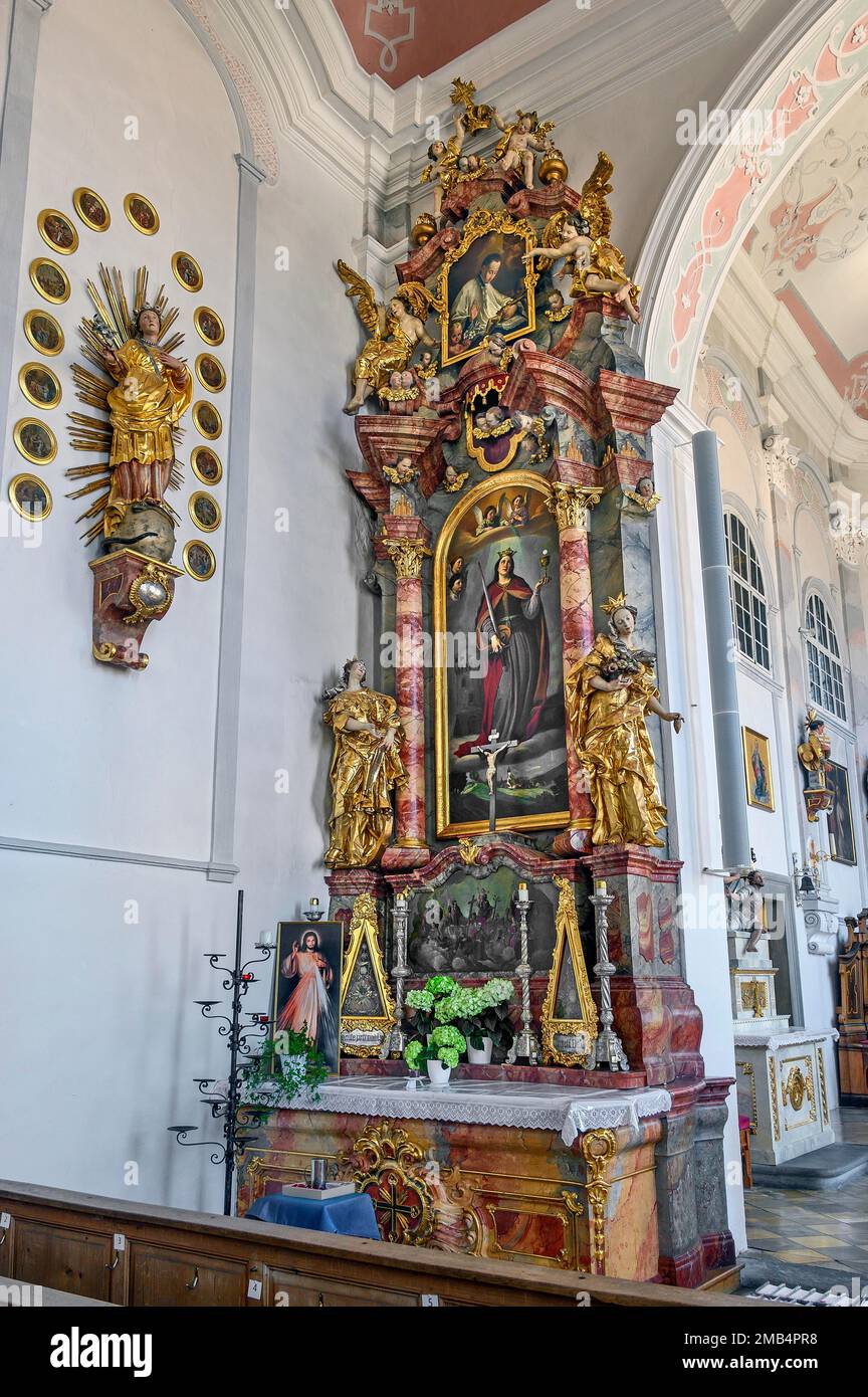 Side altar, St. Stephan's Church, Rettenberg, Allgaeu, Bavaria, Germany ...