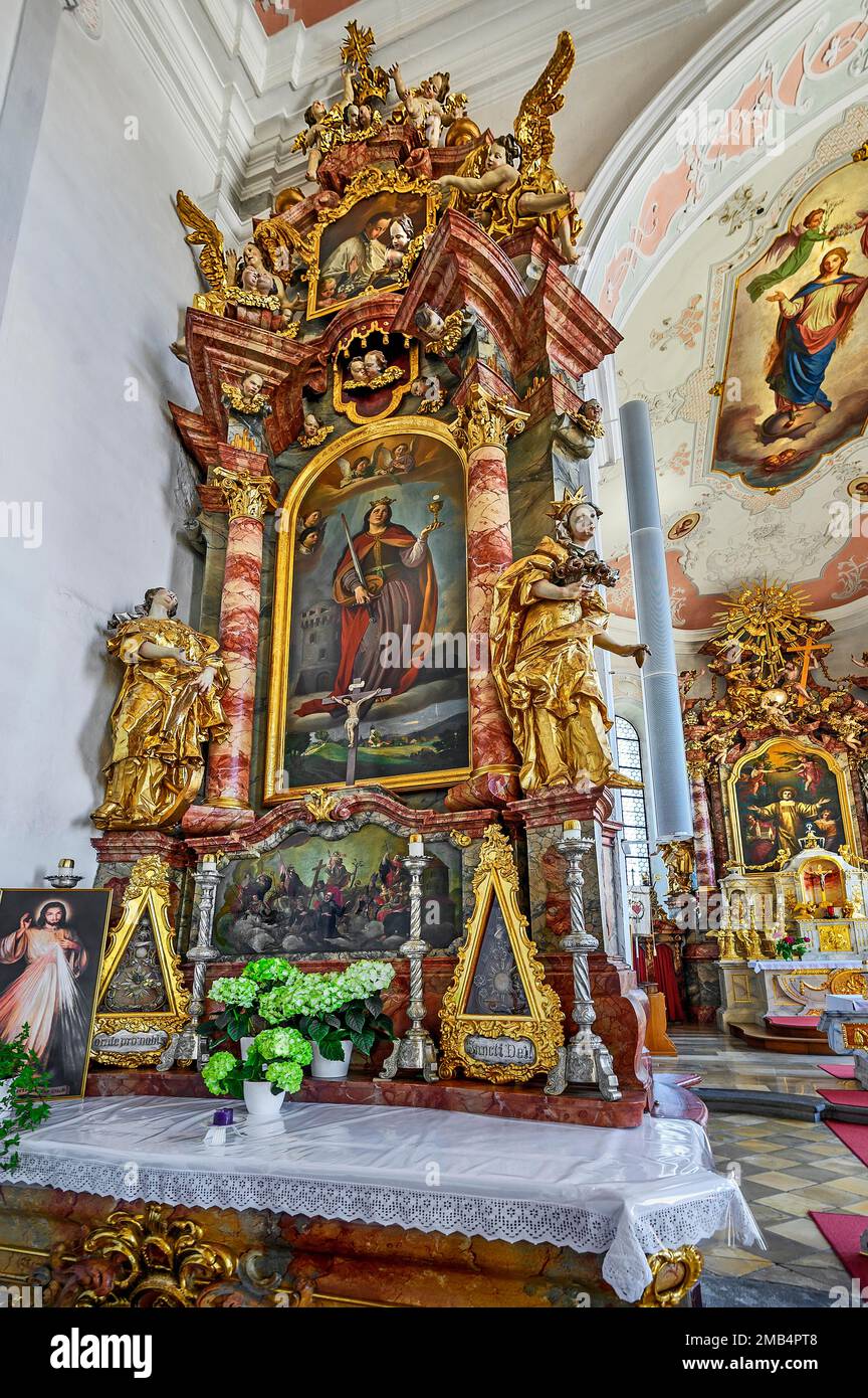Side altar, St. Stephan's Church, Rettenberg, Allgaeu, Bavaria, Germany ...