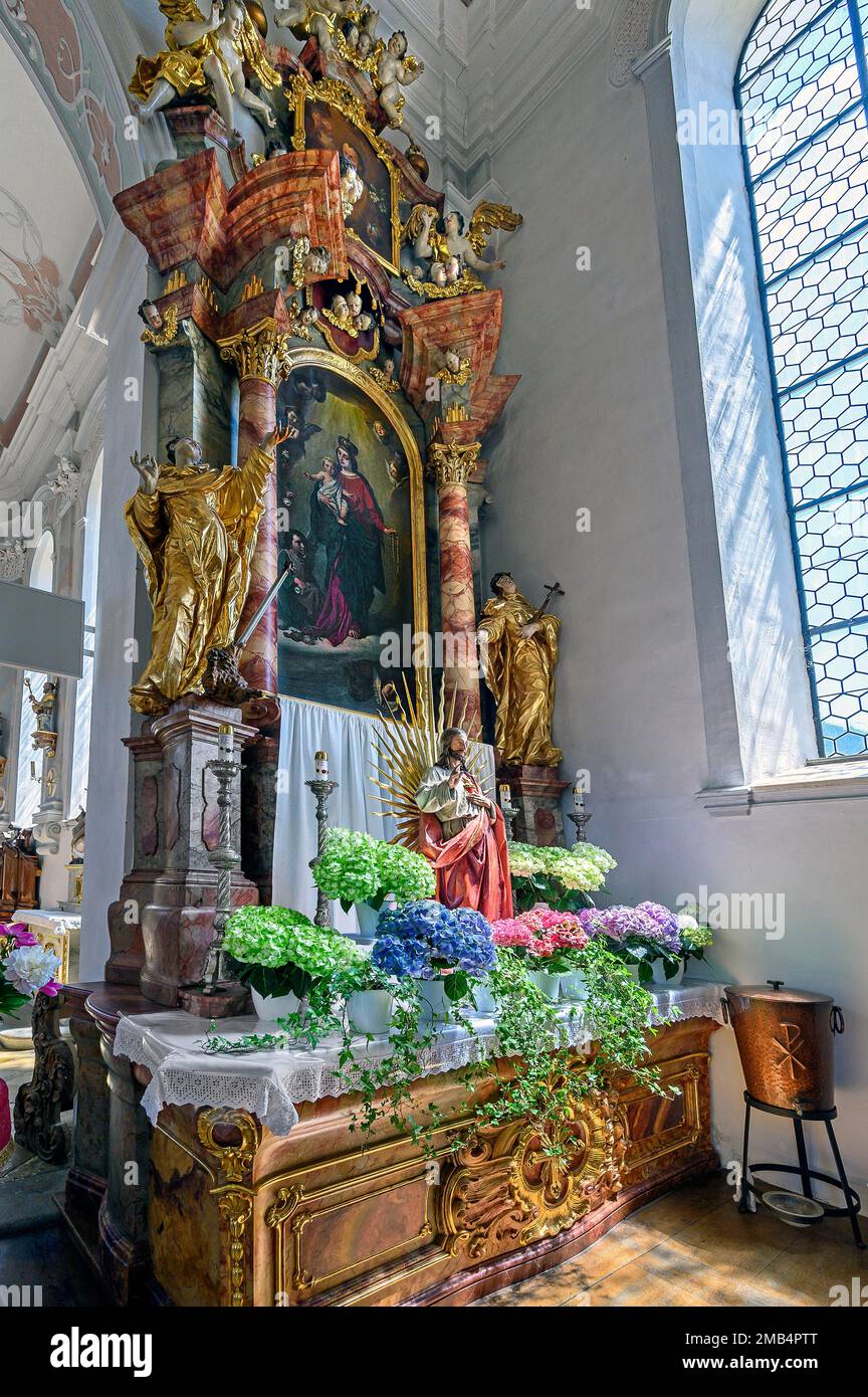 Side altar, St. Stephan's Church, Rettenberg, Allgaeu, Bavaria, Germany ...