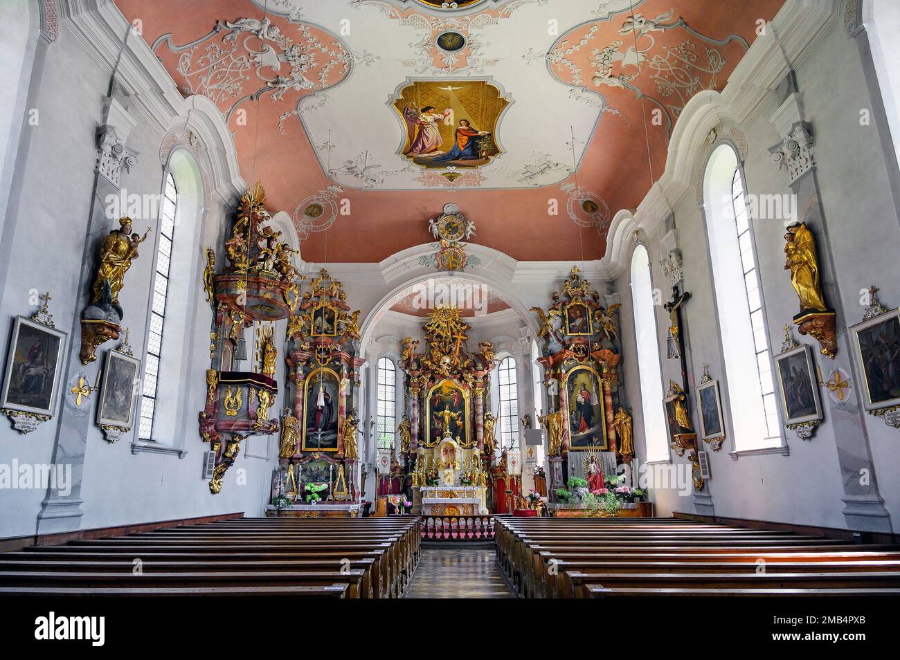 Church of St. Stephen, Rettenberg, Allgaeu, Bavaria, Germany Stock ...