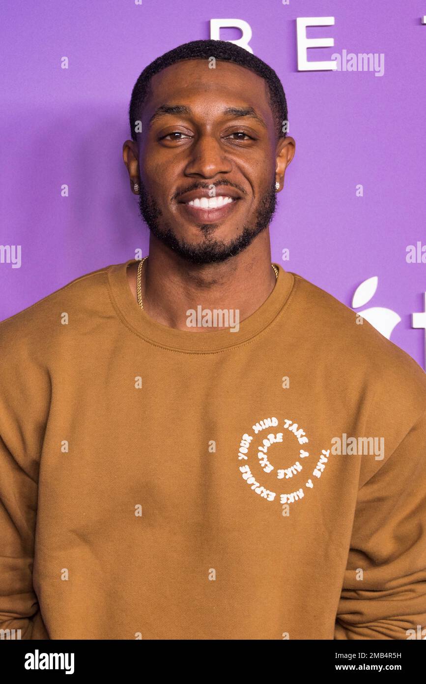 Isaiah Jarel arrives at the premiere of the AppleTV+ show"Truth Be Told ...