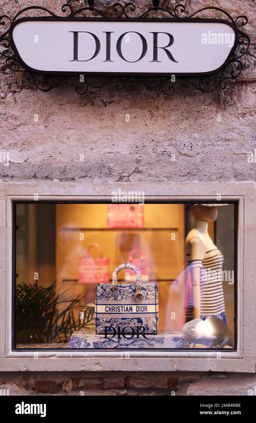 Christian Dior shop, Corso Umberto, old town of Taormina, Sicily, Italy ...