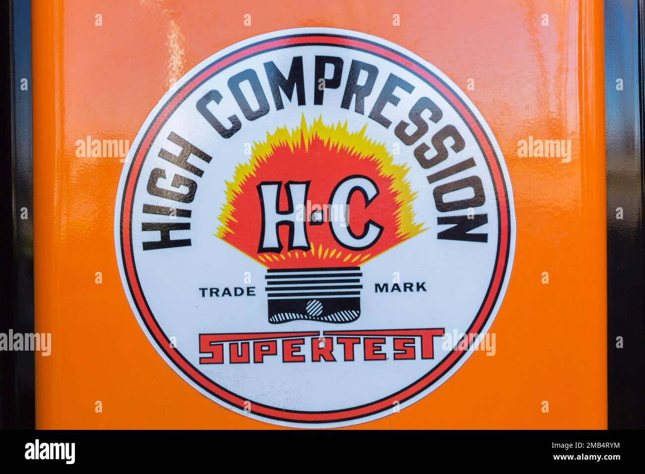 High Compression HC logo on vintage gas pump, Quebec, Canada Stock ...