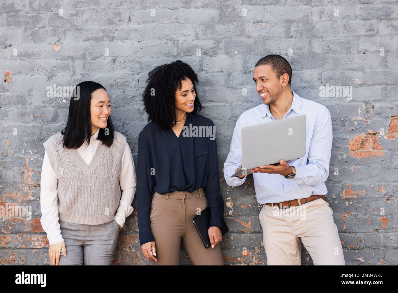 Job interview, team building or startup people with laptop for digital ...