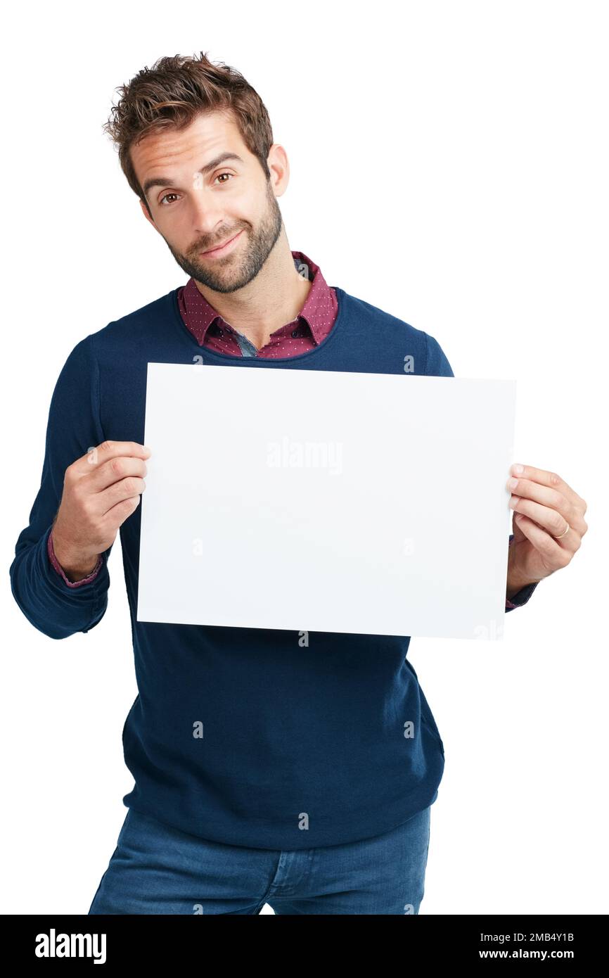 Portrait, marketing poster or business man with mockup space for ...