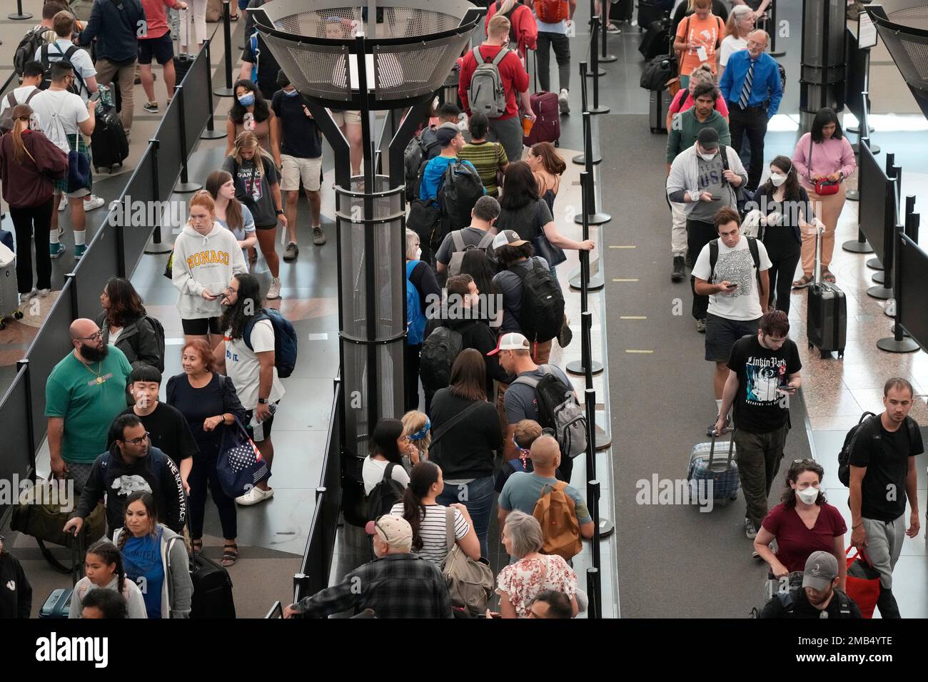 Travelers wade through long lines at the south security checkpoint in ...