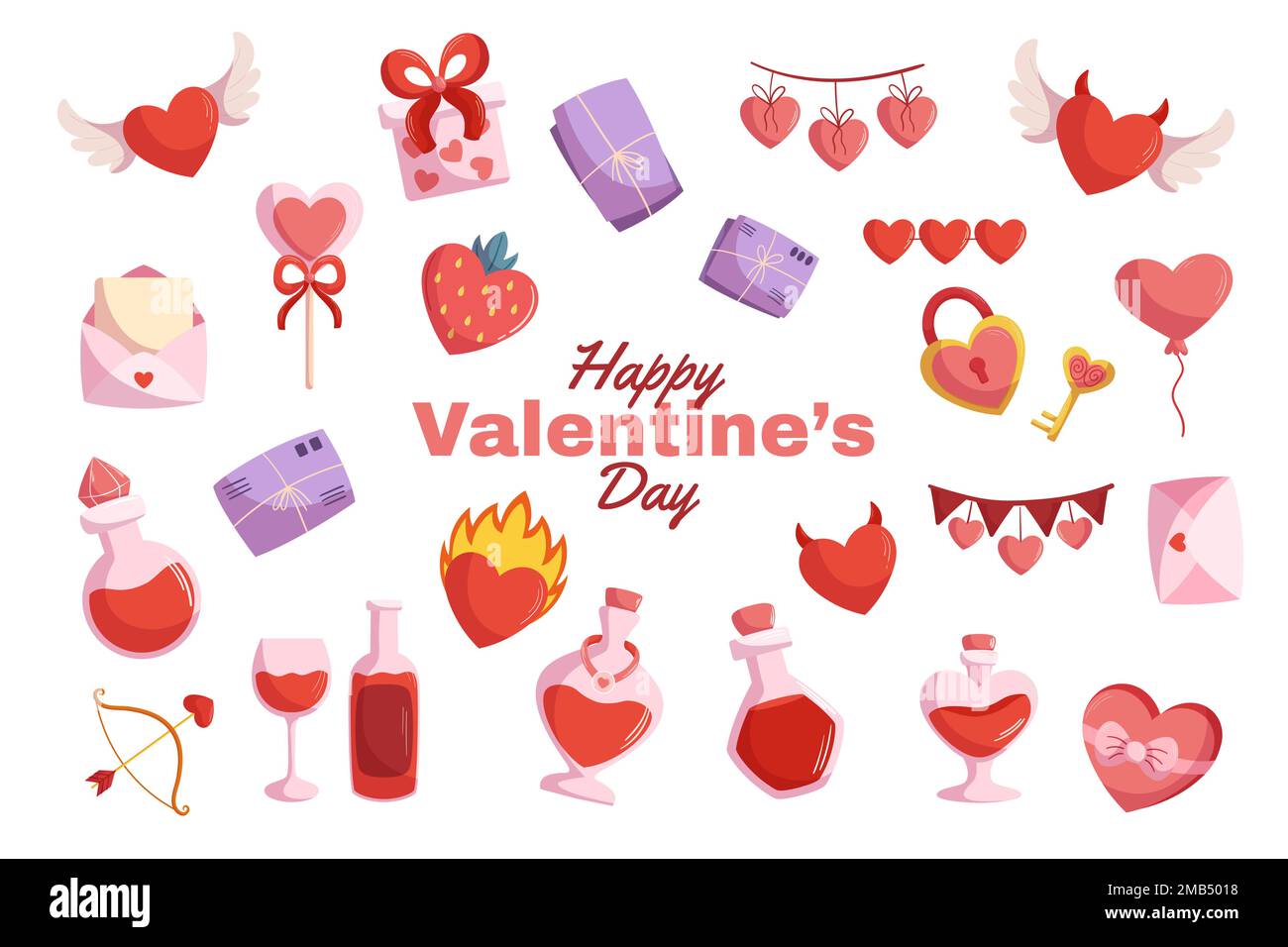 Valentines day big collection with festive elements - love potion ...