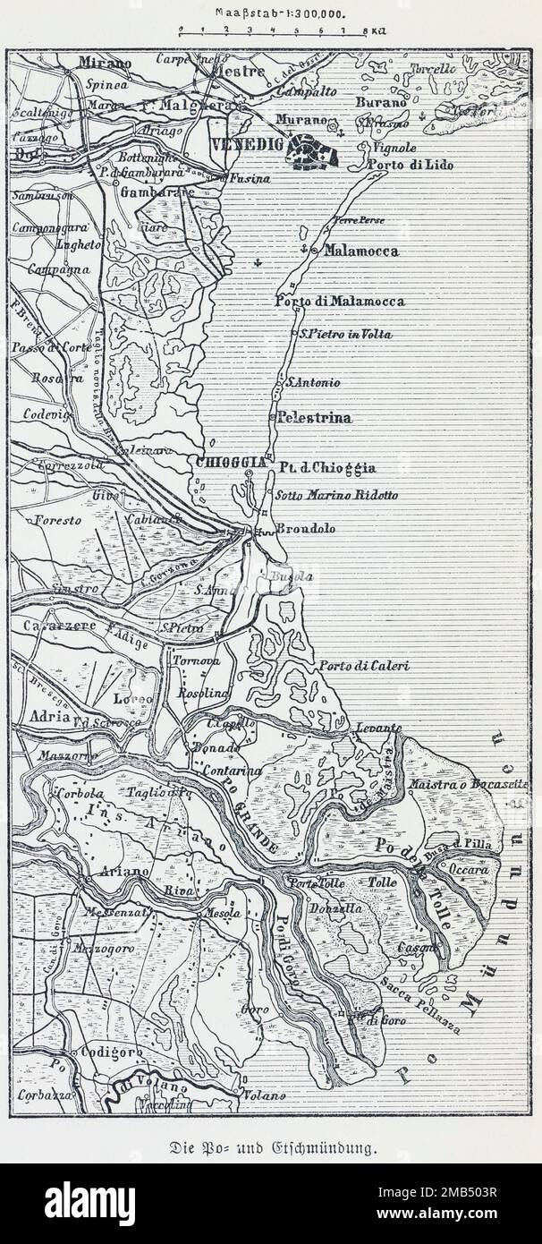 300.000, River Po, Adige, Venice, Lido, Lagoon, Scale, Cartography ...