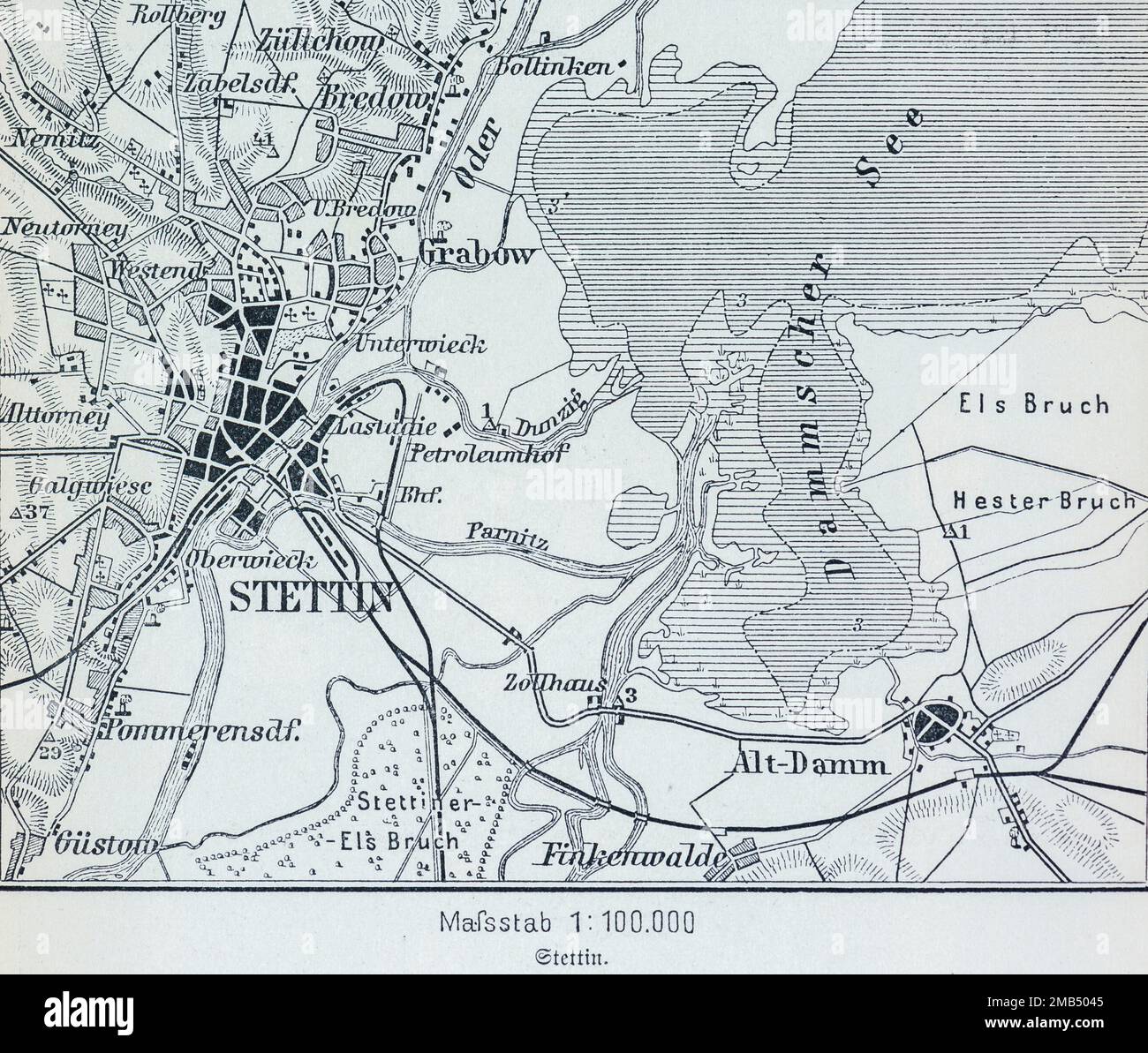 100.000, map, districts, Grabow, cartography, railway lines ...