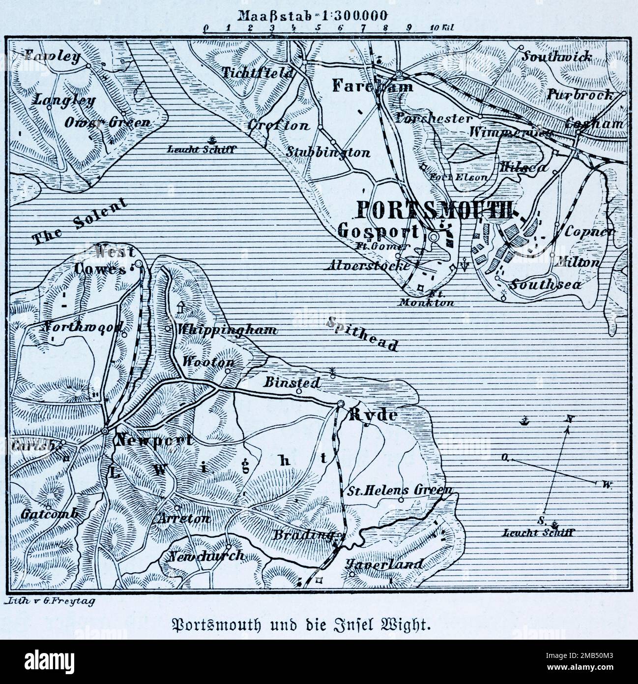 Portsmouth and Environs, English Channel, England, scale 1:300, 000 ...