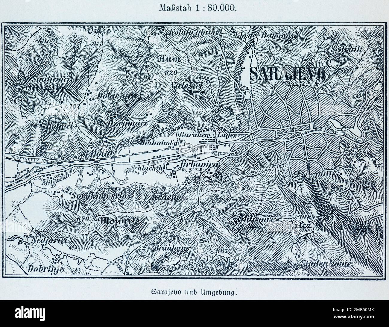 City of Sarajevo, Bosnia and Herzogovina, City Map and Surroundings ...