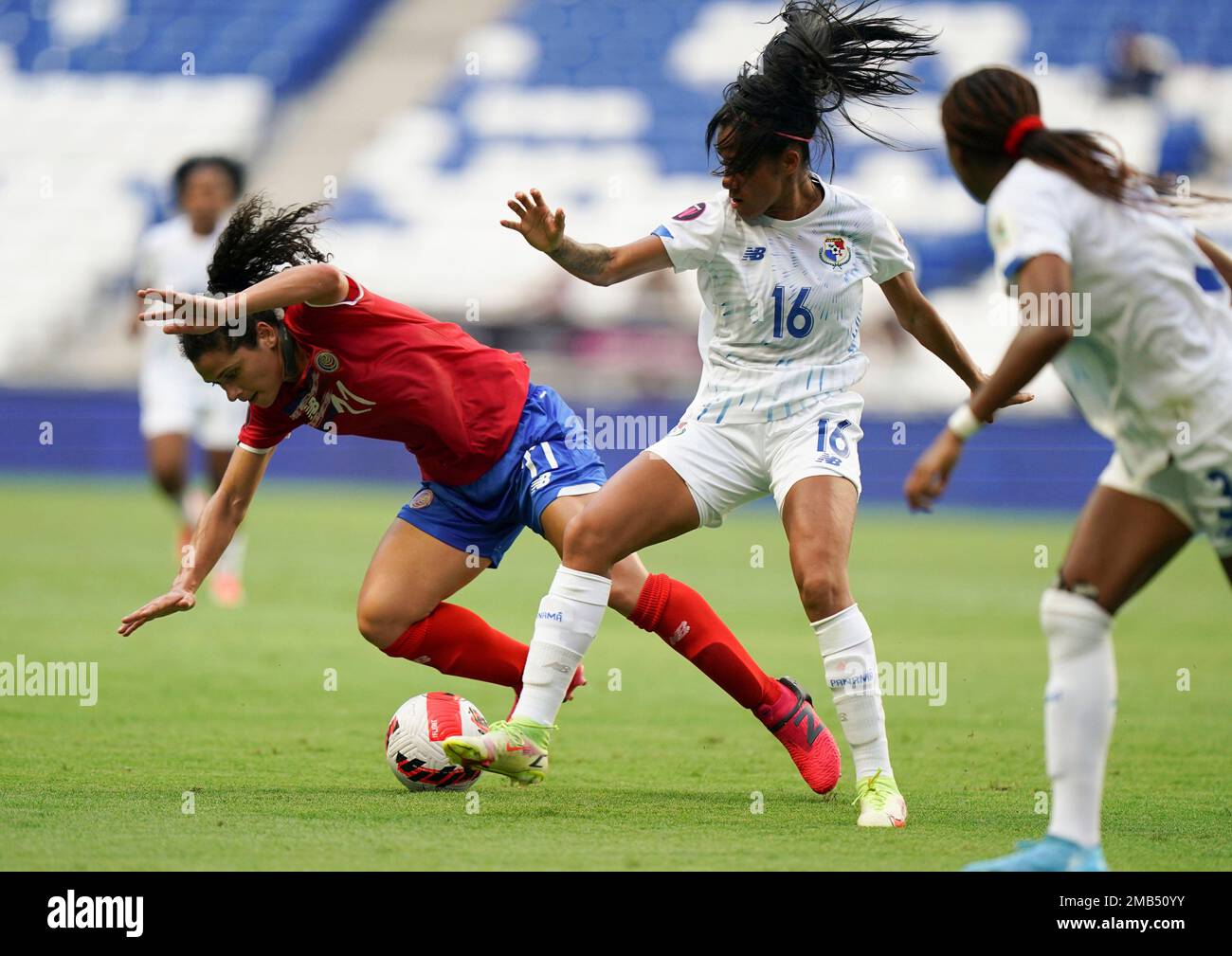 Costa Rica's Raquel Rodriguez, left, and Panama's Rebeca Espinosa fight ...