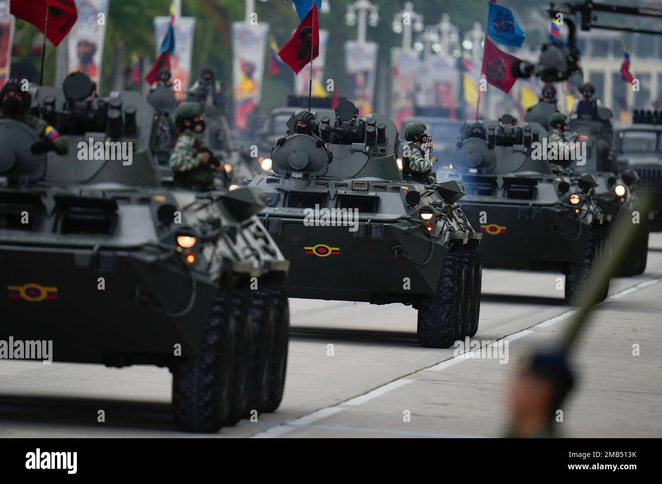 Army armored vehicles participate in a parade marking Independence Day ...