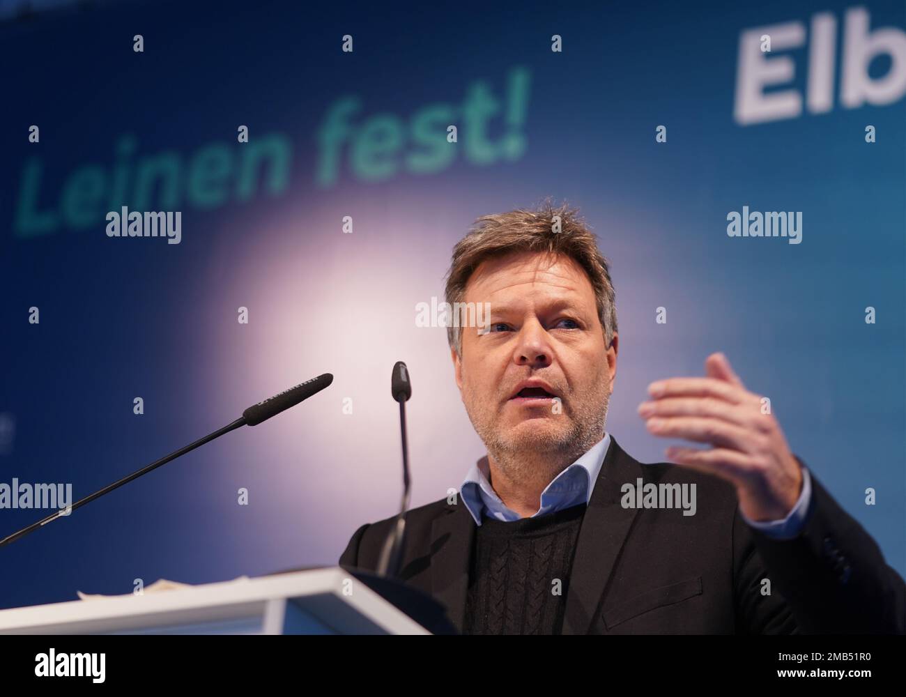 20 January 2023, Schleswig-Holstein, Brunsbüttel: Robert Habeck ...