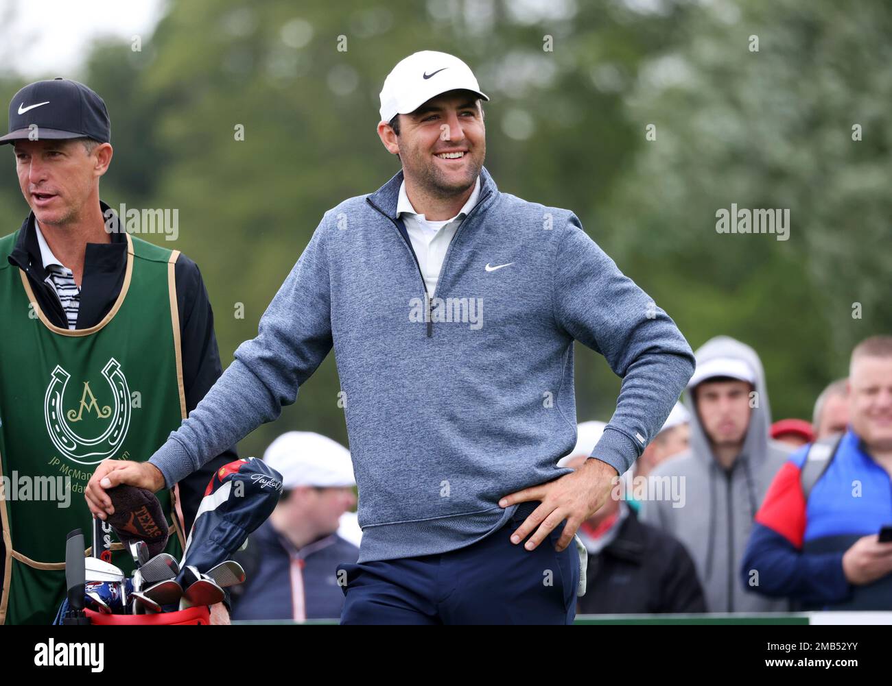World number one golfer Scottie Scheffler waits to play his tee shot on ...
