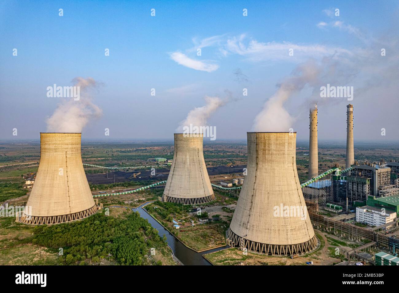 An aerial view shows Bara Thermal Power Station in Prayagraj, in the ...