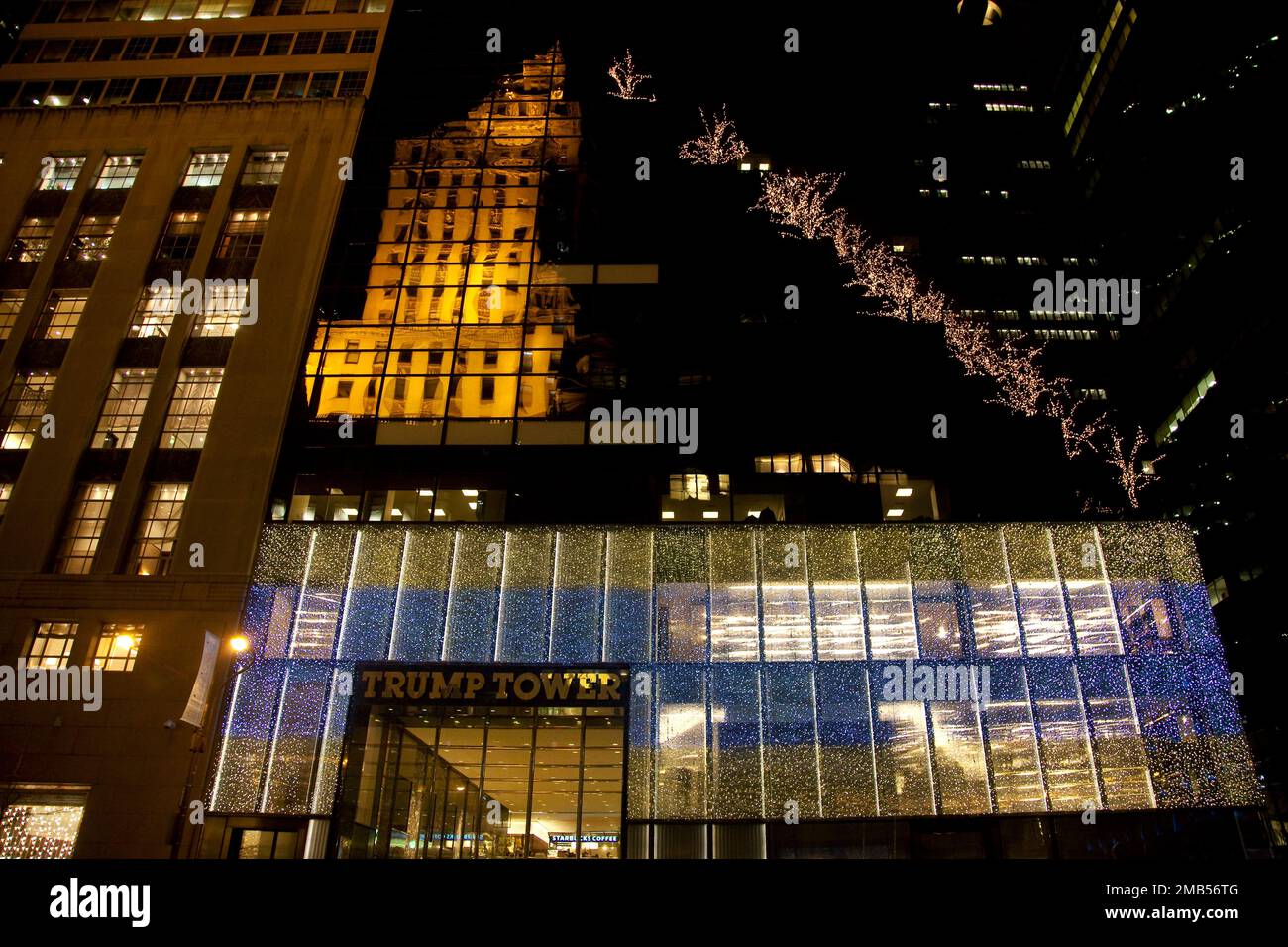 Christmas lighting on Trump Tower, 5th Ave, New York Stock Photo - Alamy
