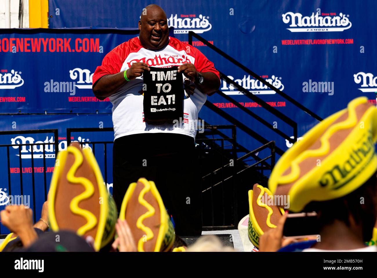 Competitive eater Eric "Badlands" Booker is shown at the Nathan’s ...
