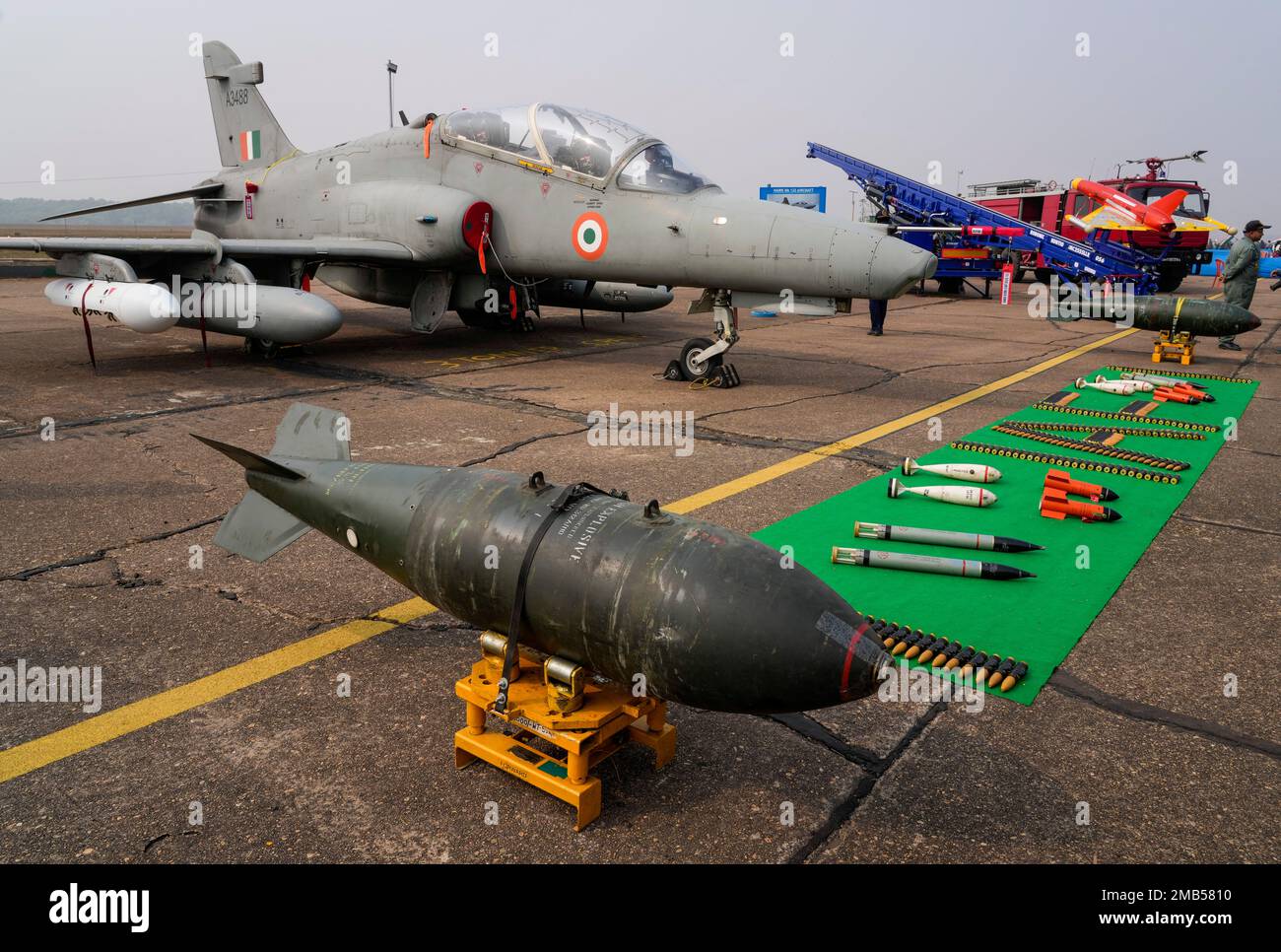An Indian Air Force's Hawk Mk132 fighter aircraft on display during an ...