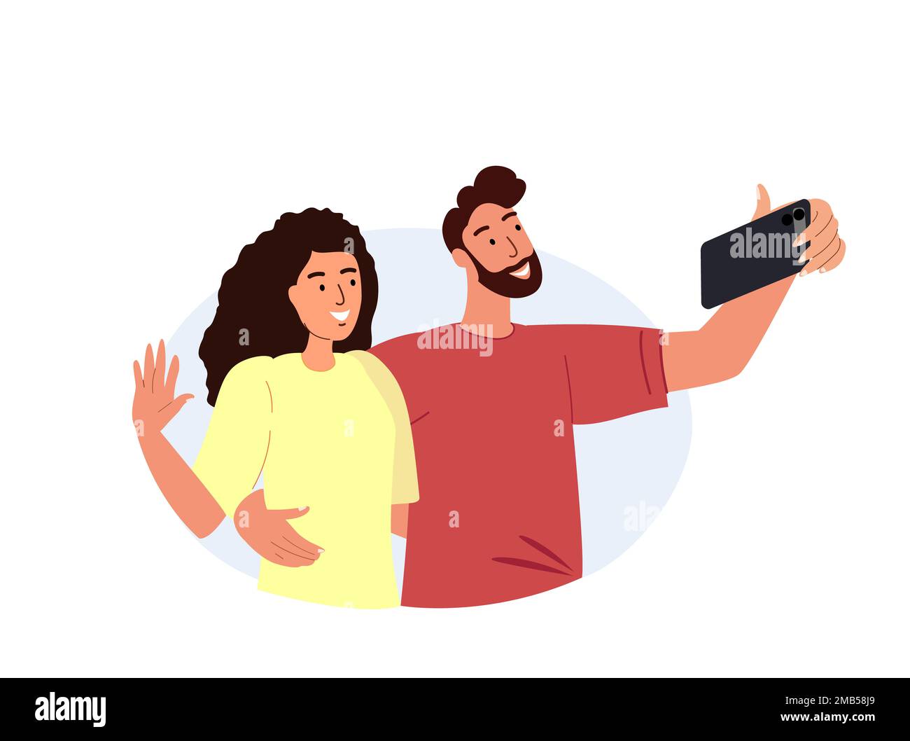 Two people showing phone Cut Out Stock Images & Pictures - Alamy