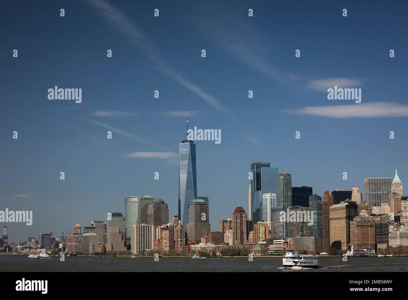 Lower Manhattan skyline from New York Bay Stock Photo - Alamy