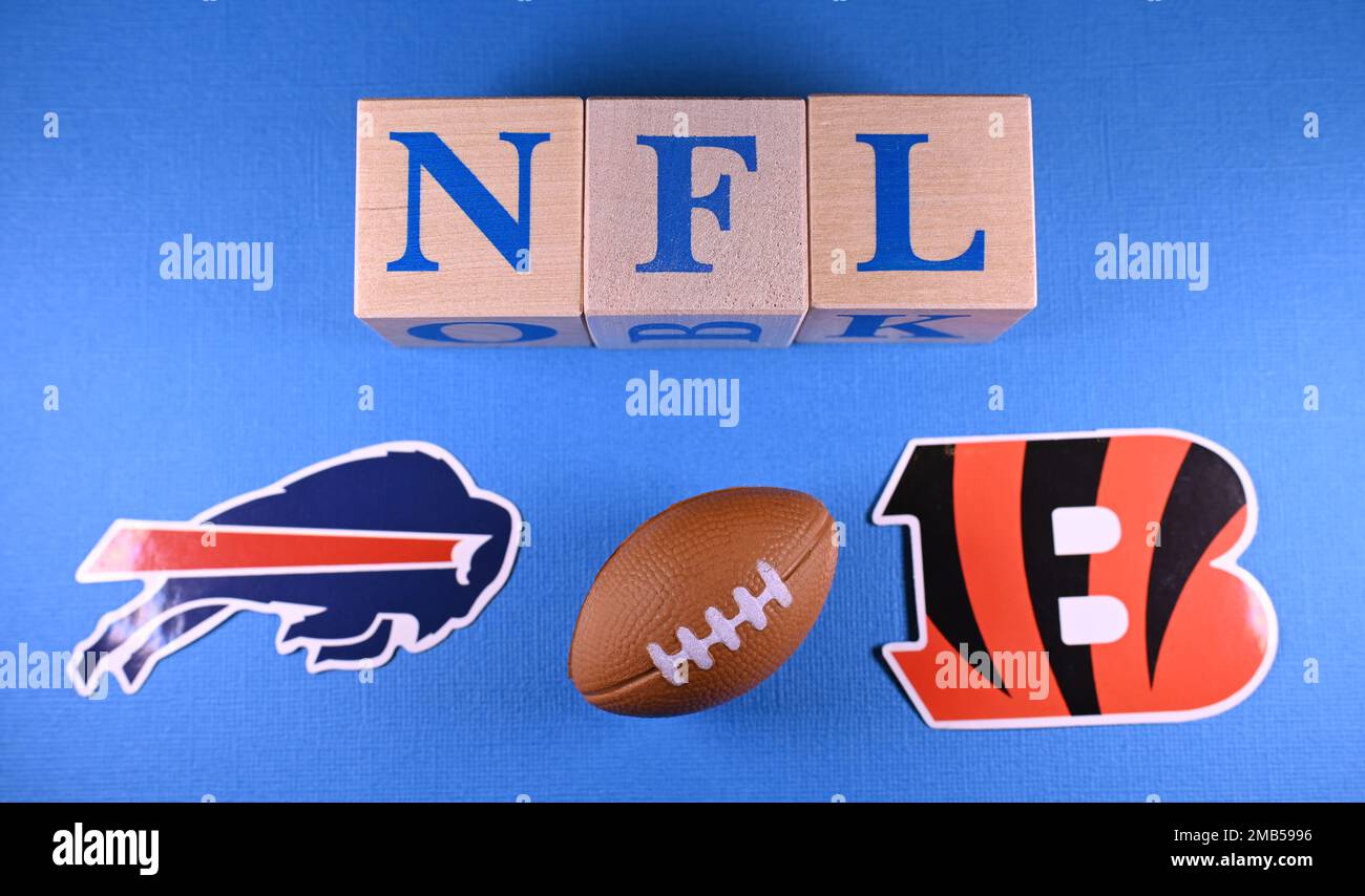 January 20, 2023, New York, USA. Emblems of football clubs ...