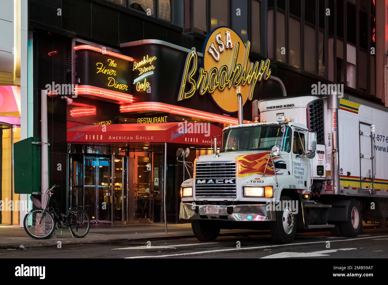 Truck parked in front of the USA Brooklyn Diner in Manhattan, New York ...