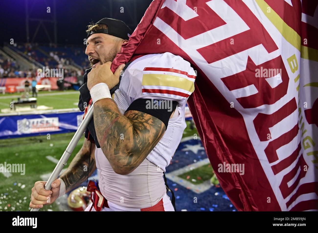 Birmingham Stallions inside linebacker Scooby Wright celebrates after ...