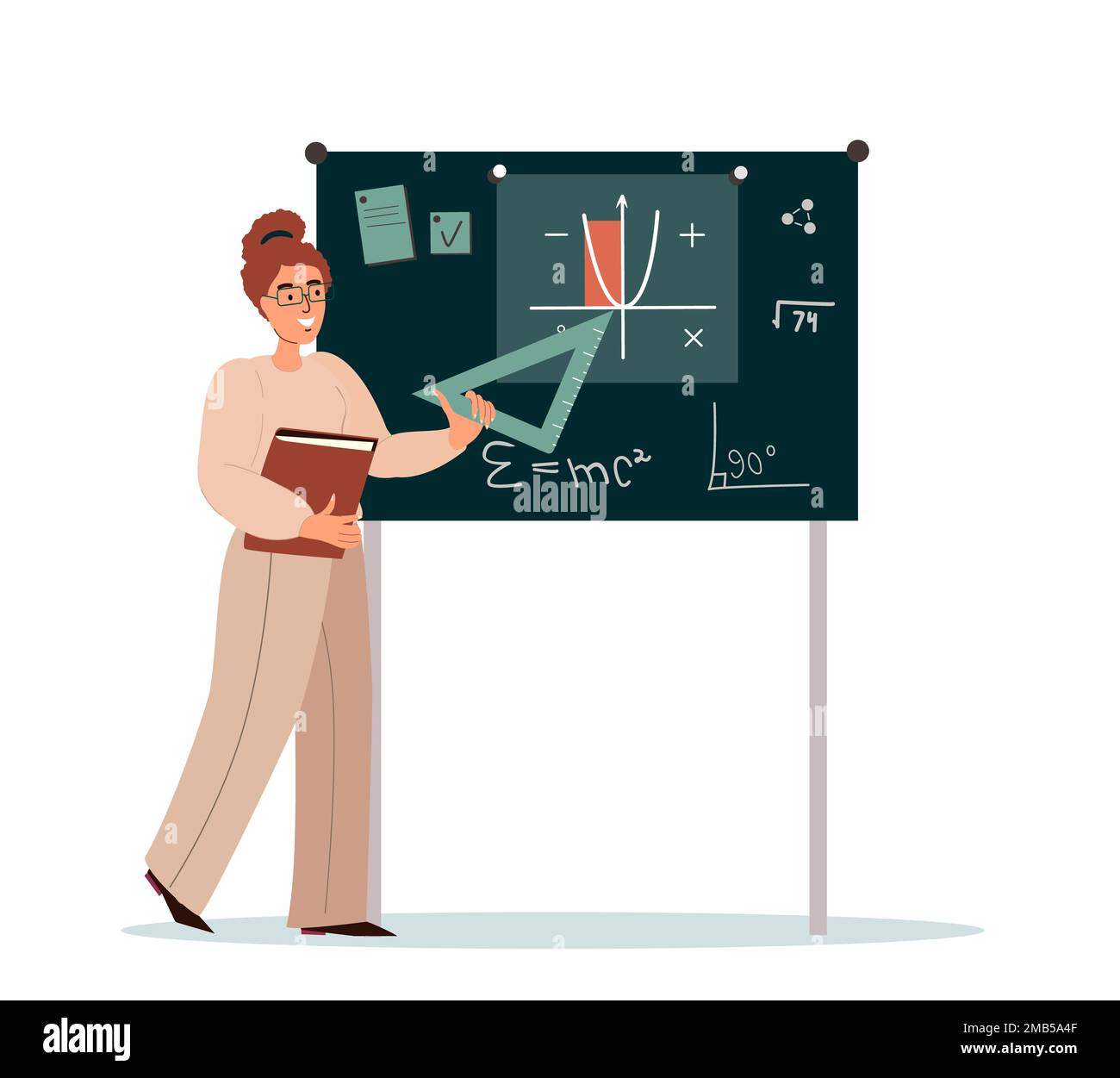 Teacher with Protractor Isolated on White Background. Mature Handsome ...