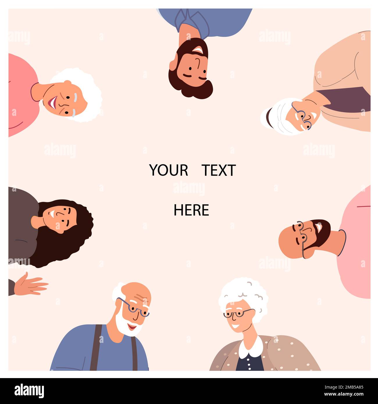 Happy women and men look at you.Young and old Aged retired happy people ...