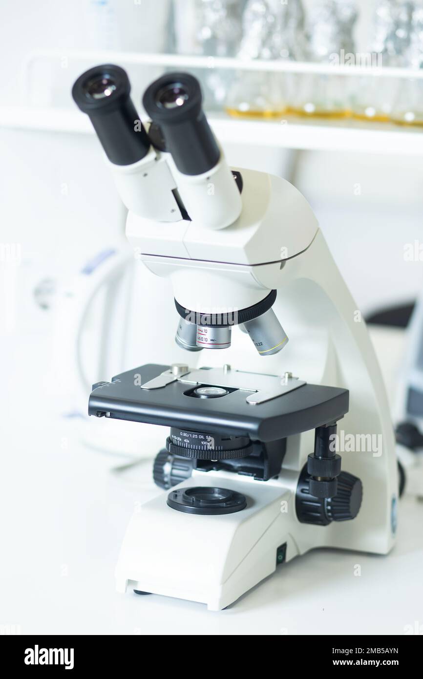 microscope at the medicine and biology laboratory Stock Photo - Alamy
