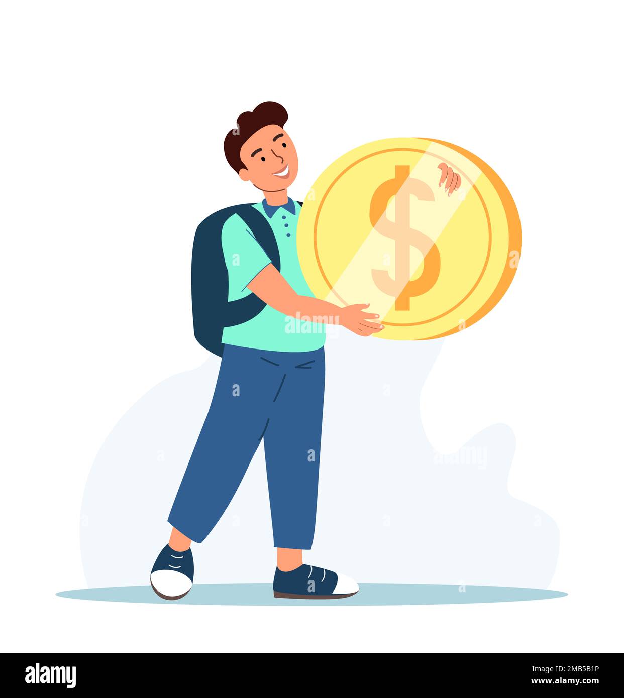 Saving for Kids, Financial Success Planning. Little Boy Holding Huge ...