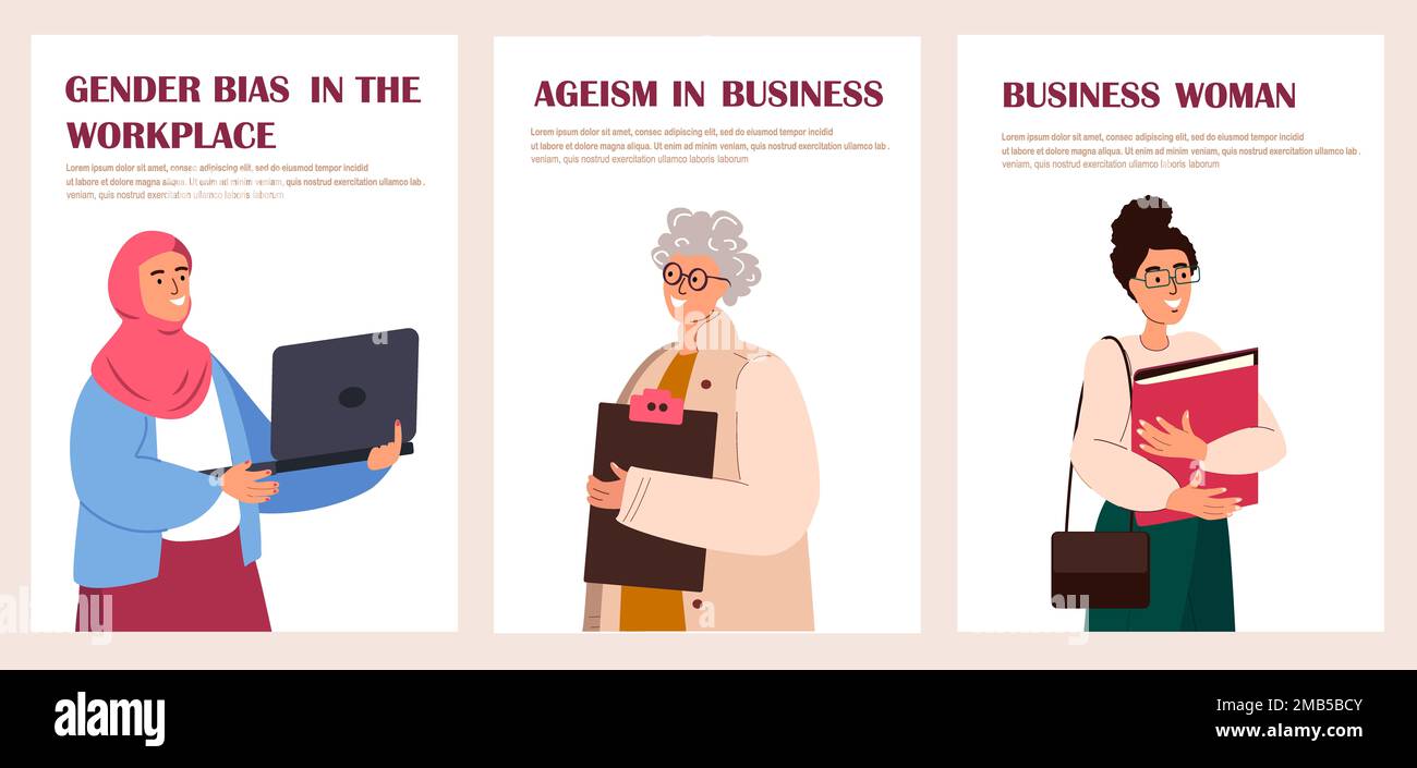 Banners with Business Women, Confident Female Characters Wear Formal ...