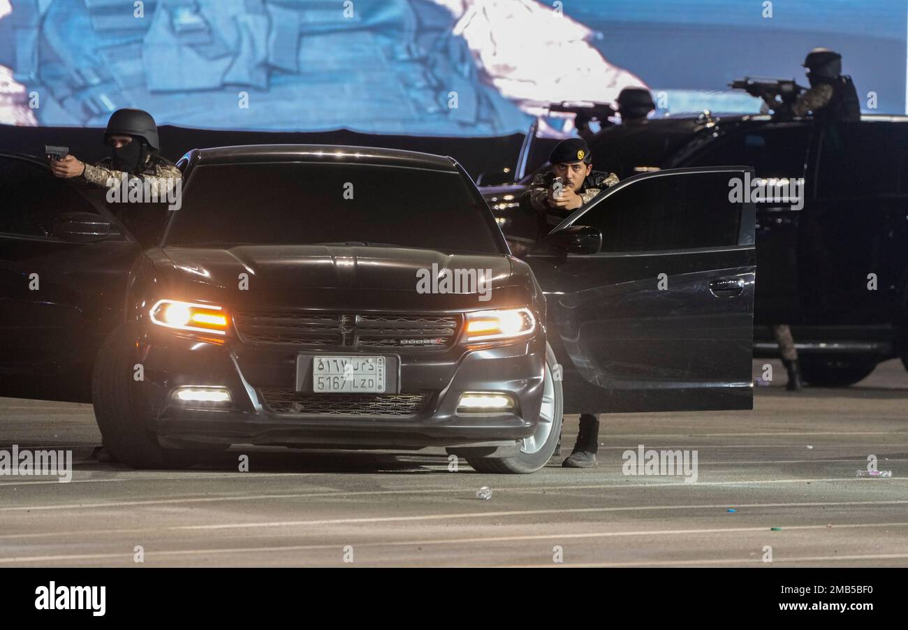 Saudi special forces perform during a military parade in preparation ...